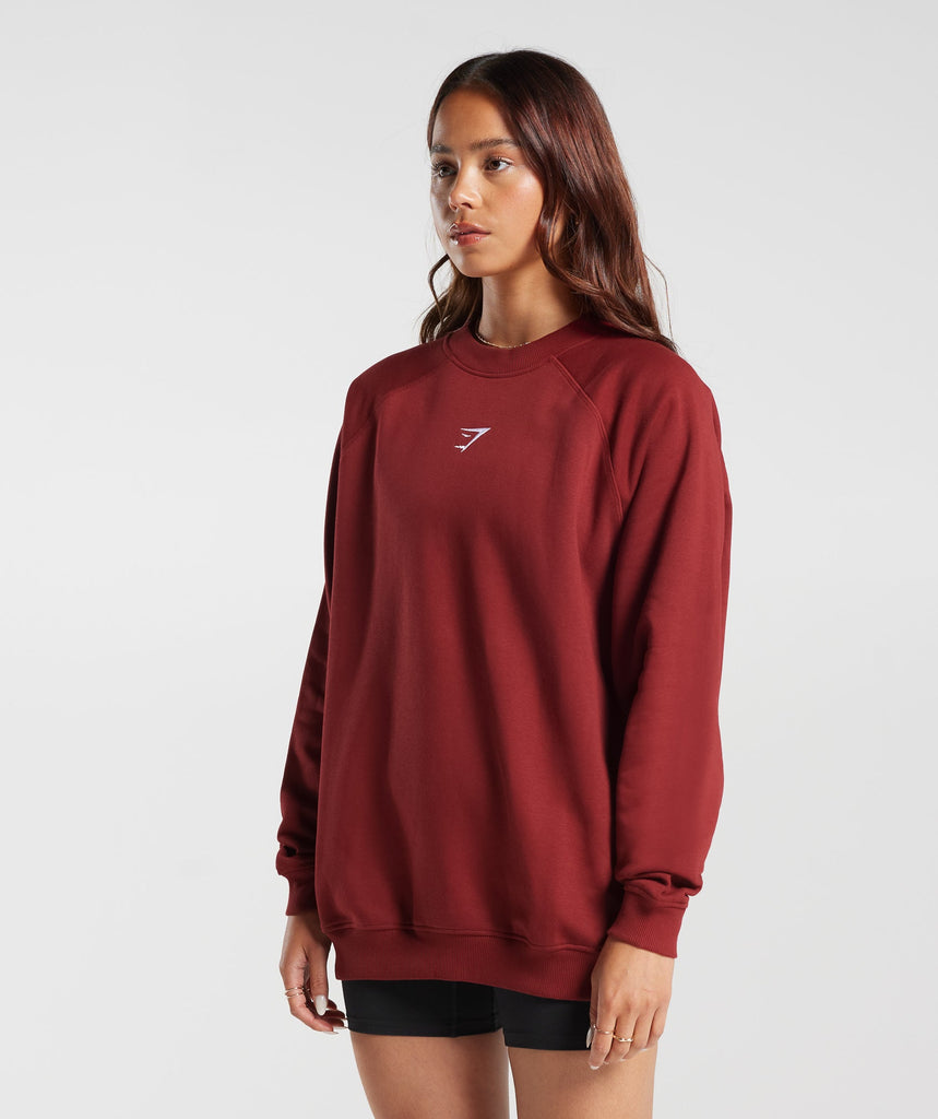 Gymshark Training Oversized Fleece Sweatshirt Spiced Red Gymshark