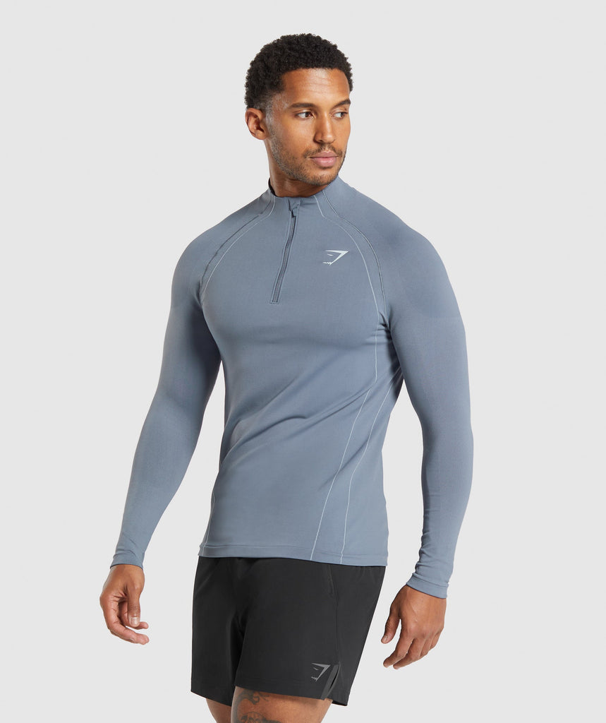 Gymshark Apex Seamless 1/4 Zip - Iron Blue/Cool Blue | Gymshark