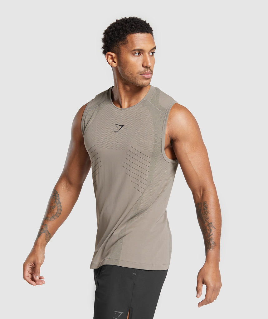 Gymshark Apex Seamless Tank - Linen Brown/Black | Gymshark