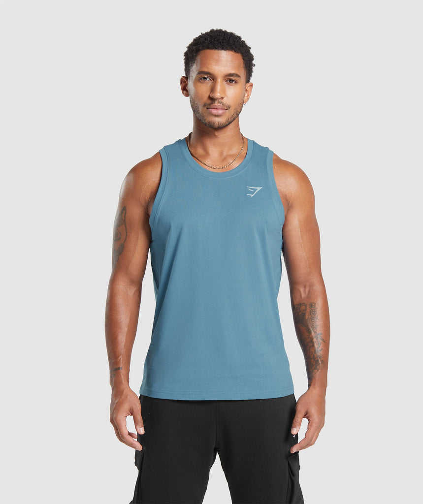 Gymshark Crest Tank - Faded Blue | Gymshark