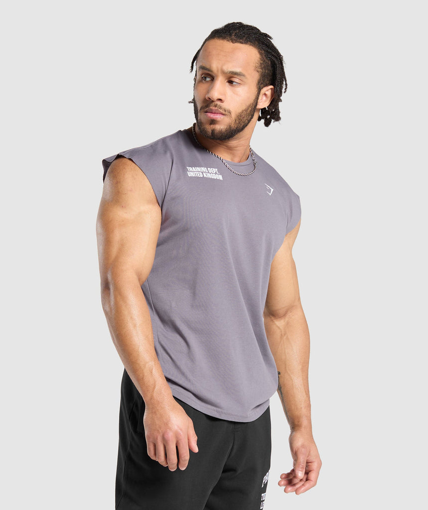 Gymshark Training Dept. UK Cut Off Tank - Fog Purple | Gymshark