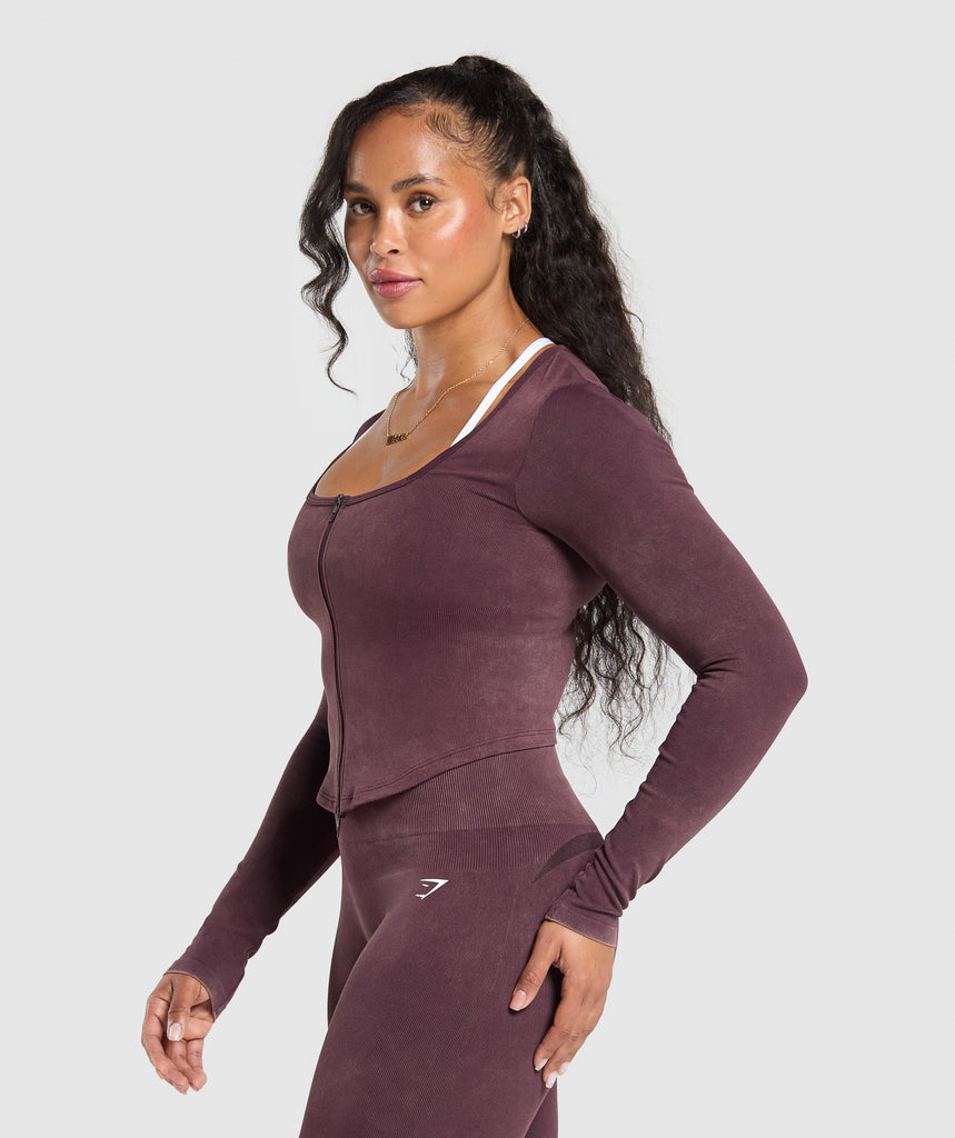 Gymshark Gains Seamless Zip Up - Depth Purple | Gymshark