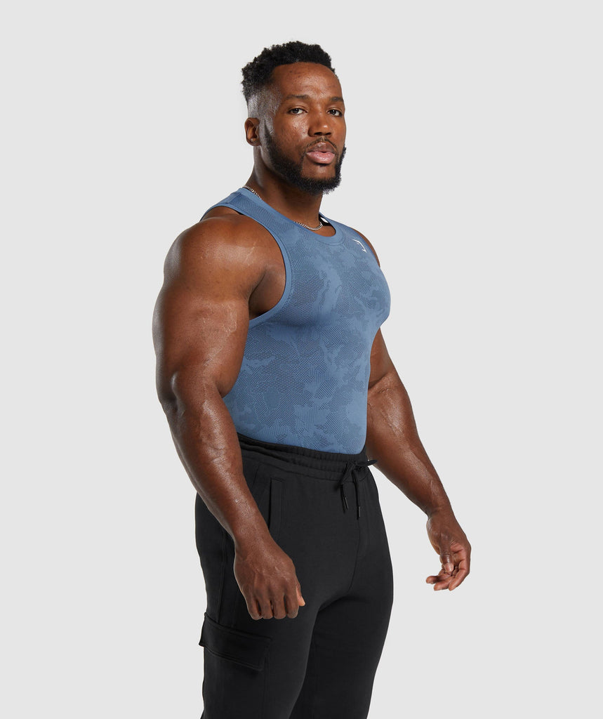 Gymshark Geo Seamless Tank - Faded Blue/Titanium Blue | Gymshark