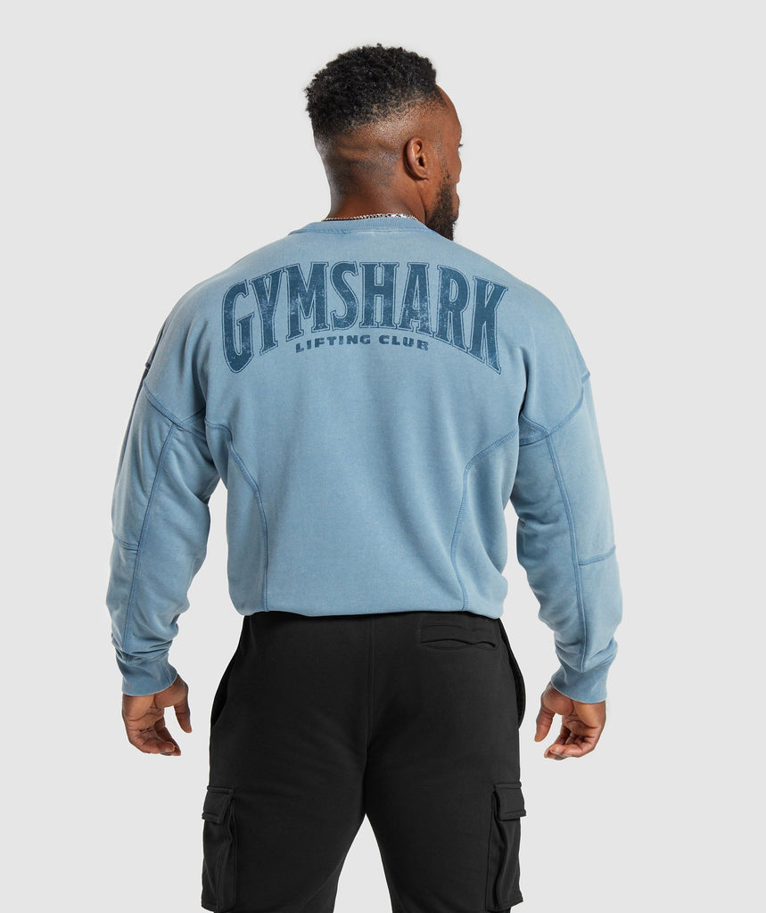 Gymshark Heritage Washed Crew - Faded Blue | Gymshark