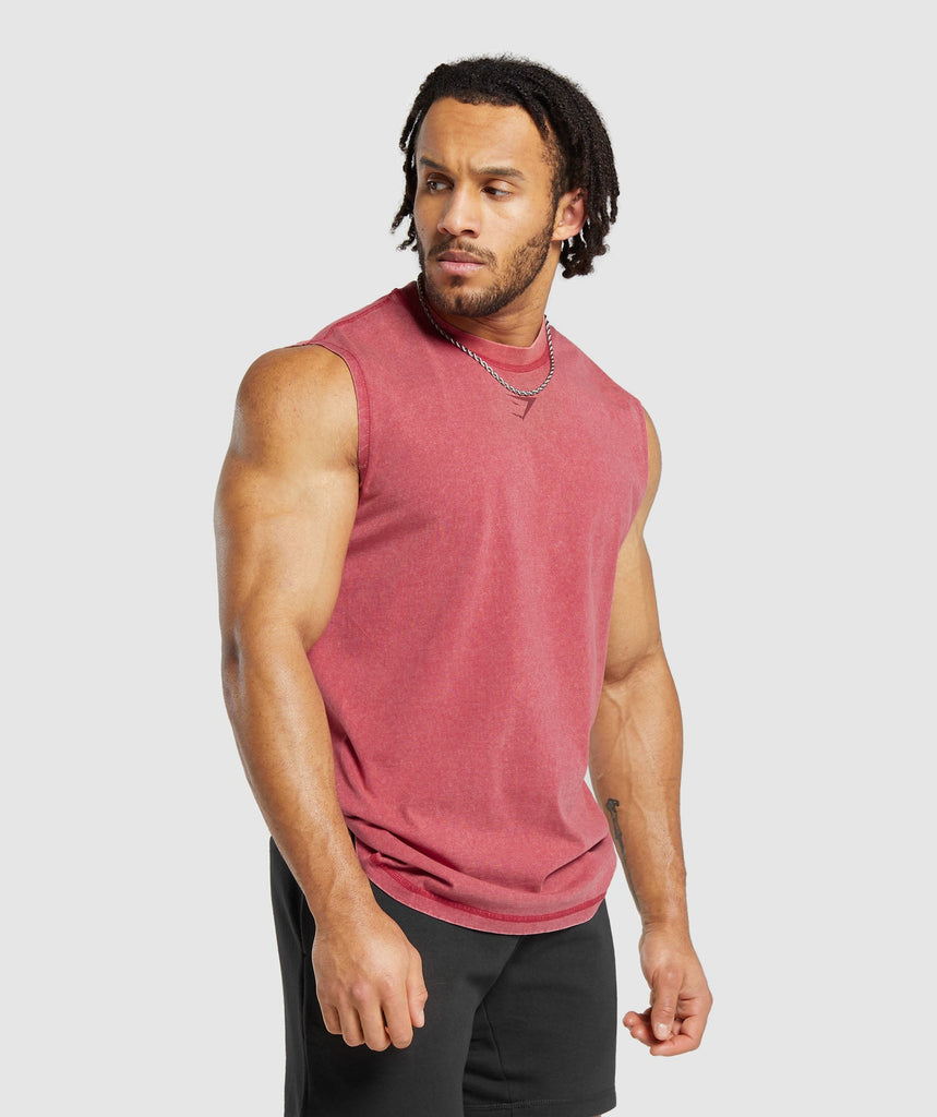 Gymshark Heritage Washed Cut Off Tank - Vintage Pink | Gymshark