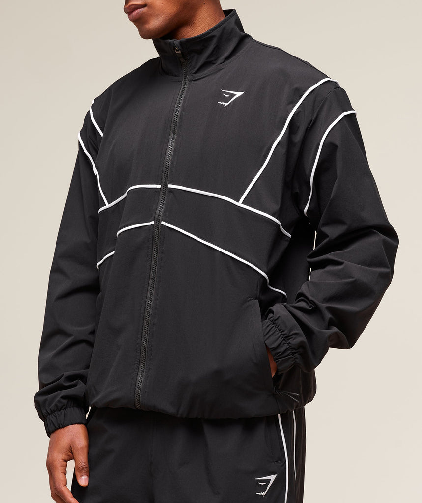 Gymshark Retro Crinkle Track Jacket - Black | Gymshark