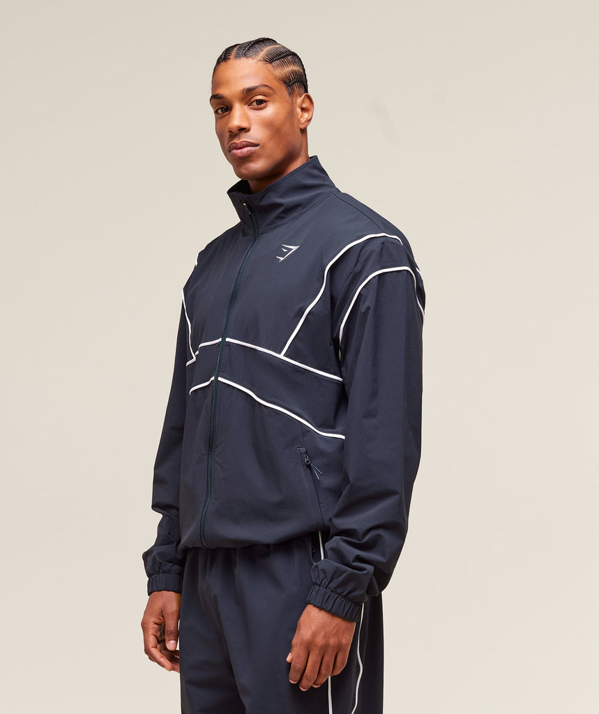 Gymshark Retro Crinkle Track Jacket - Heavy Blue | Gymshark