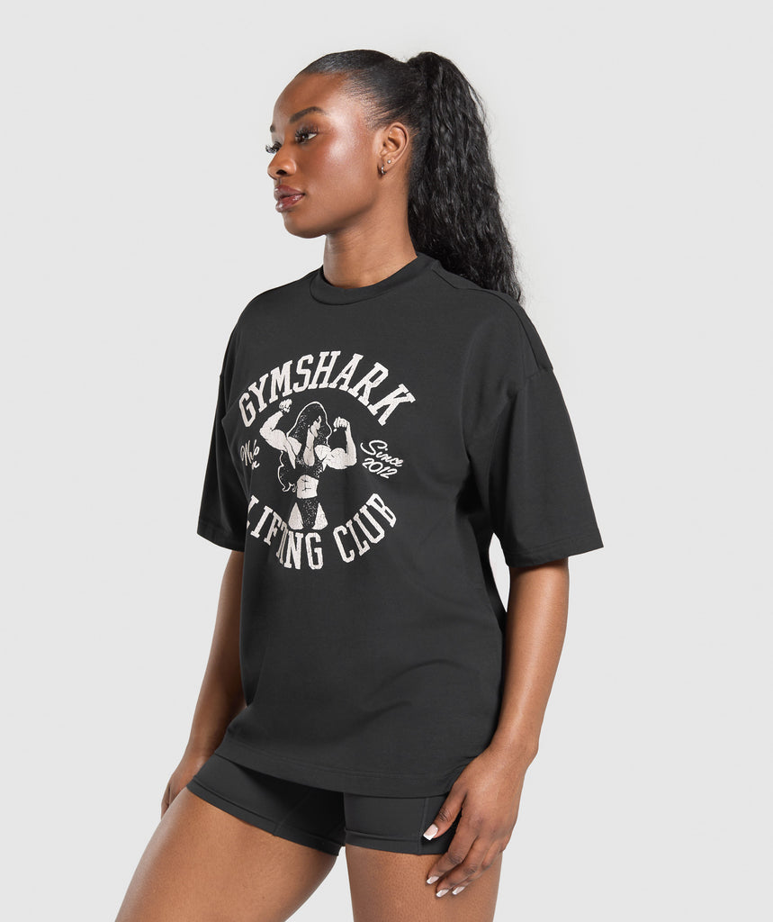 Gymshark Lifting Girl Graphic Oversized Tee - Black | Gymshark